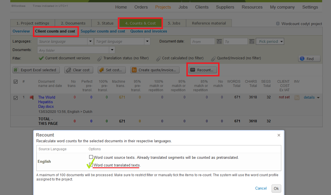 Source vs. Target Word Count