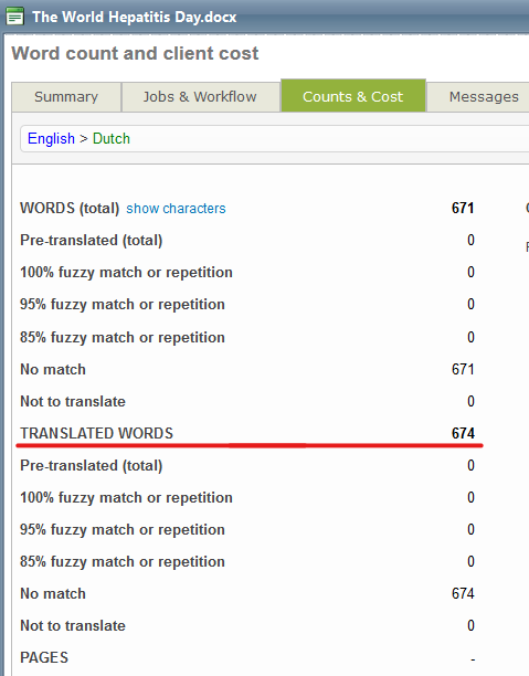 Source vs. Target Word Count
