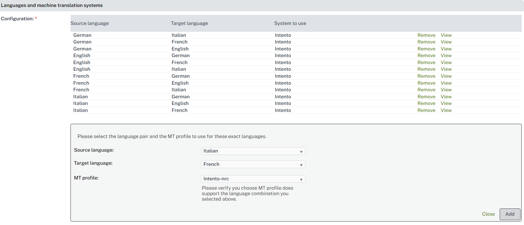 How can I limit the offer of languages supported in MT Hive?