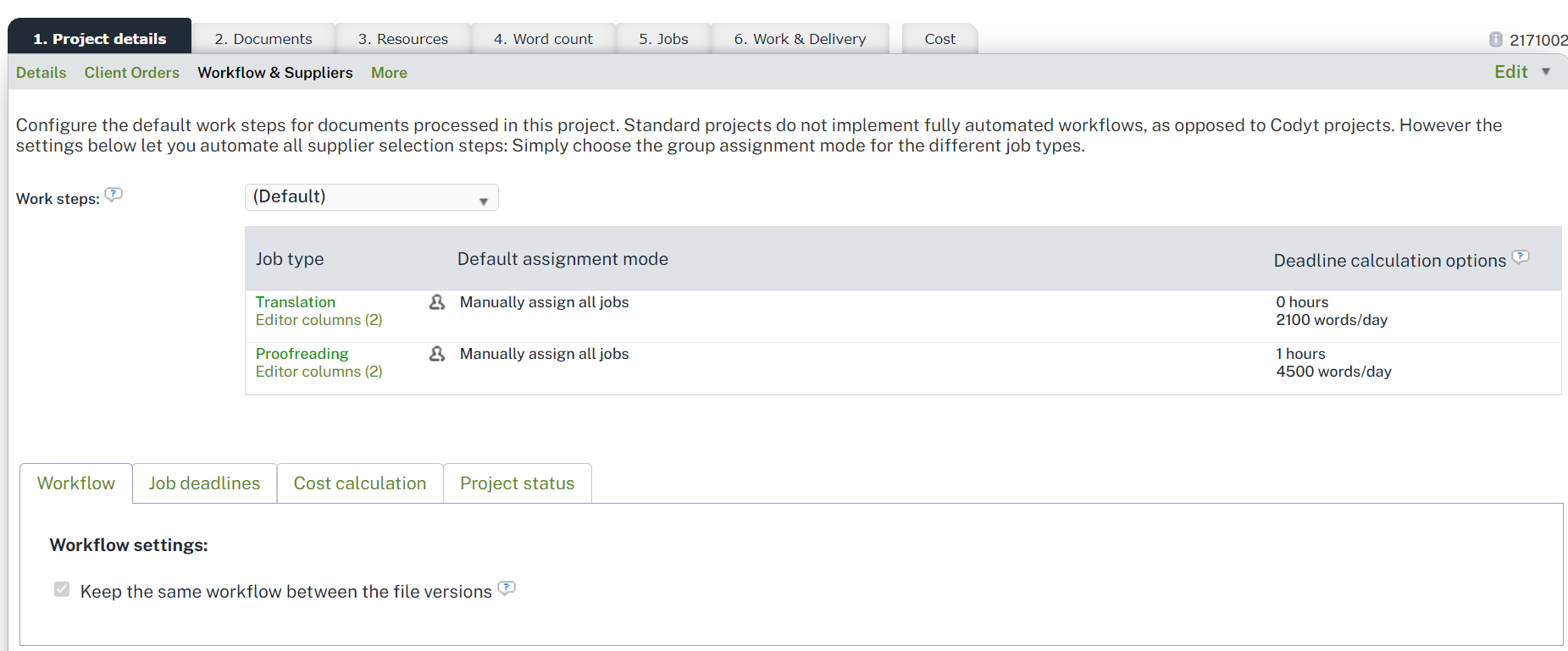 Language-specific Project Workflows