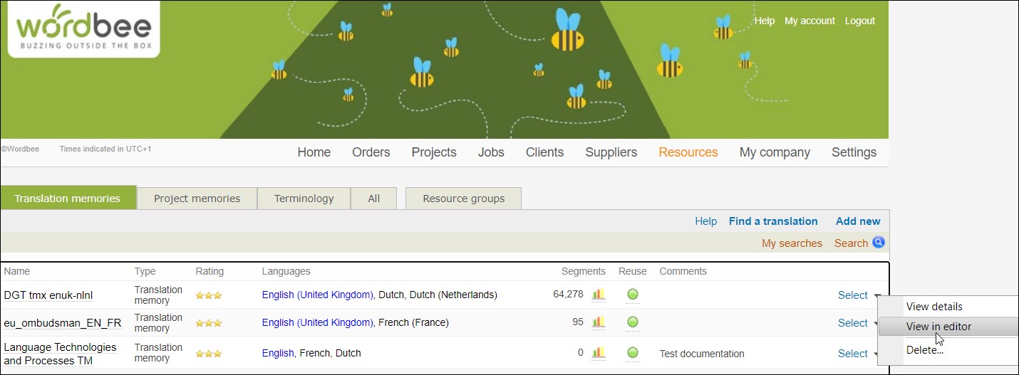Resource maintenance activities in the CAT Editor