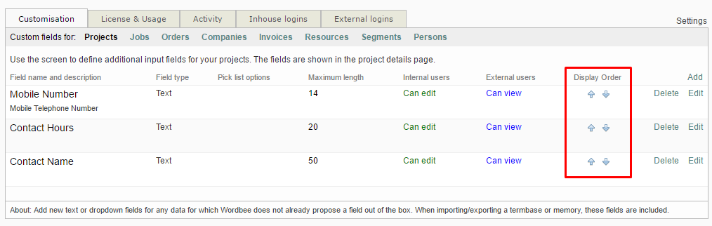 Changing the Display Order