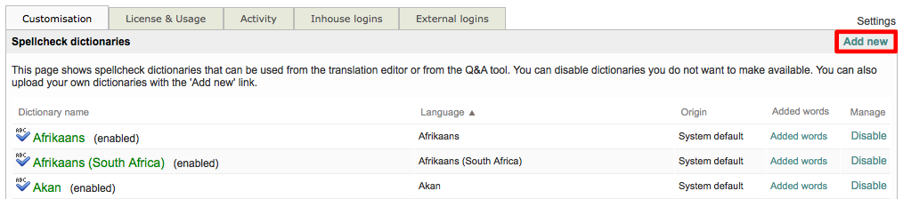 Adding a Spellcheck Dictionary