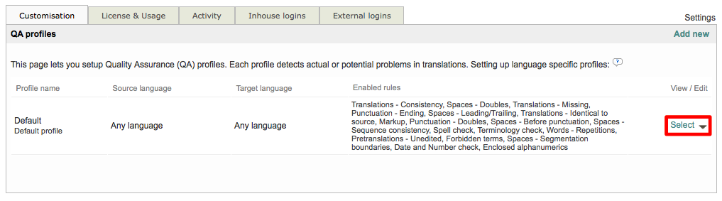 Creating a Custom QA Profile