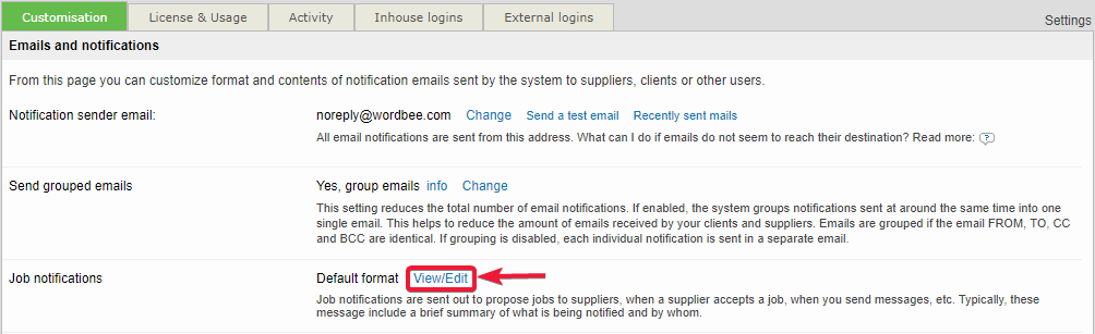 Customize Email notifications
