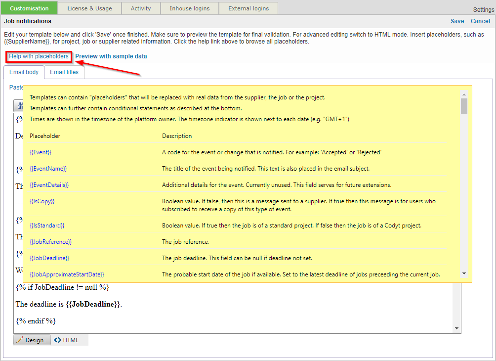Customize Email notifications