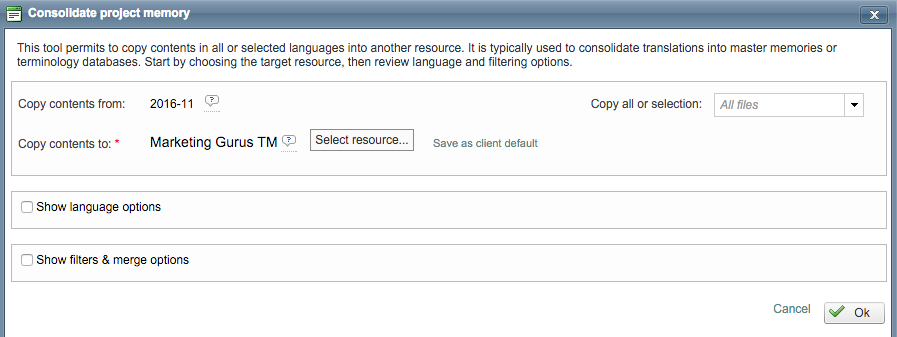 Consolidation of Project Memories to Master